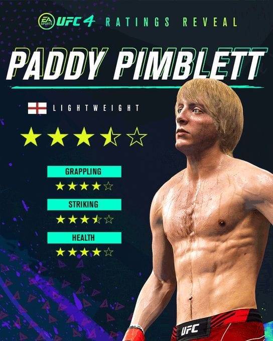 What weight class is Paddy Pimblett in UFC 4?