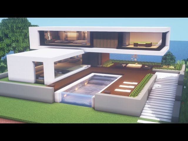 Modern Minecraft House Blueprints Outline
