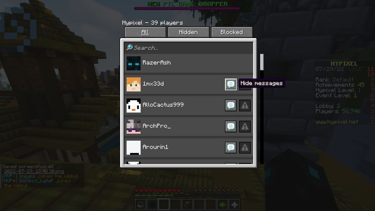 How to hide chat messages in Minecraft 1.19.1 update