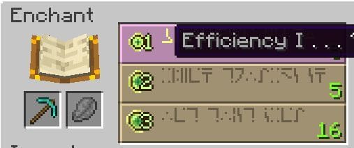 Efficiency Enchantment in Minecraft