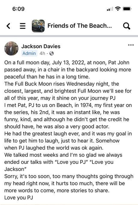 Who did Pat John play on The Beachcombers? Tributes pour in as ...