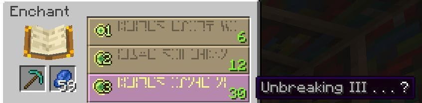 Unbreaking Enchantment in Minecraft