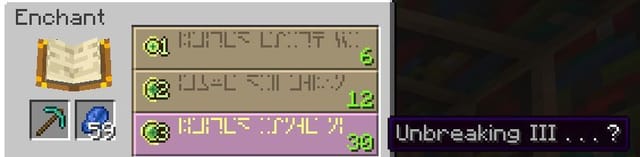 Unbreaking Enchantment in Minecraft