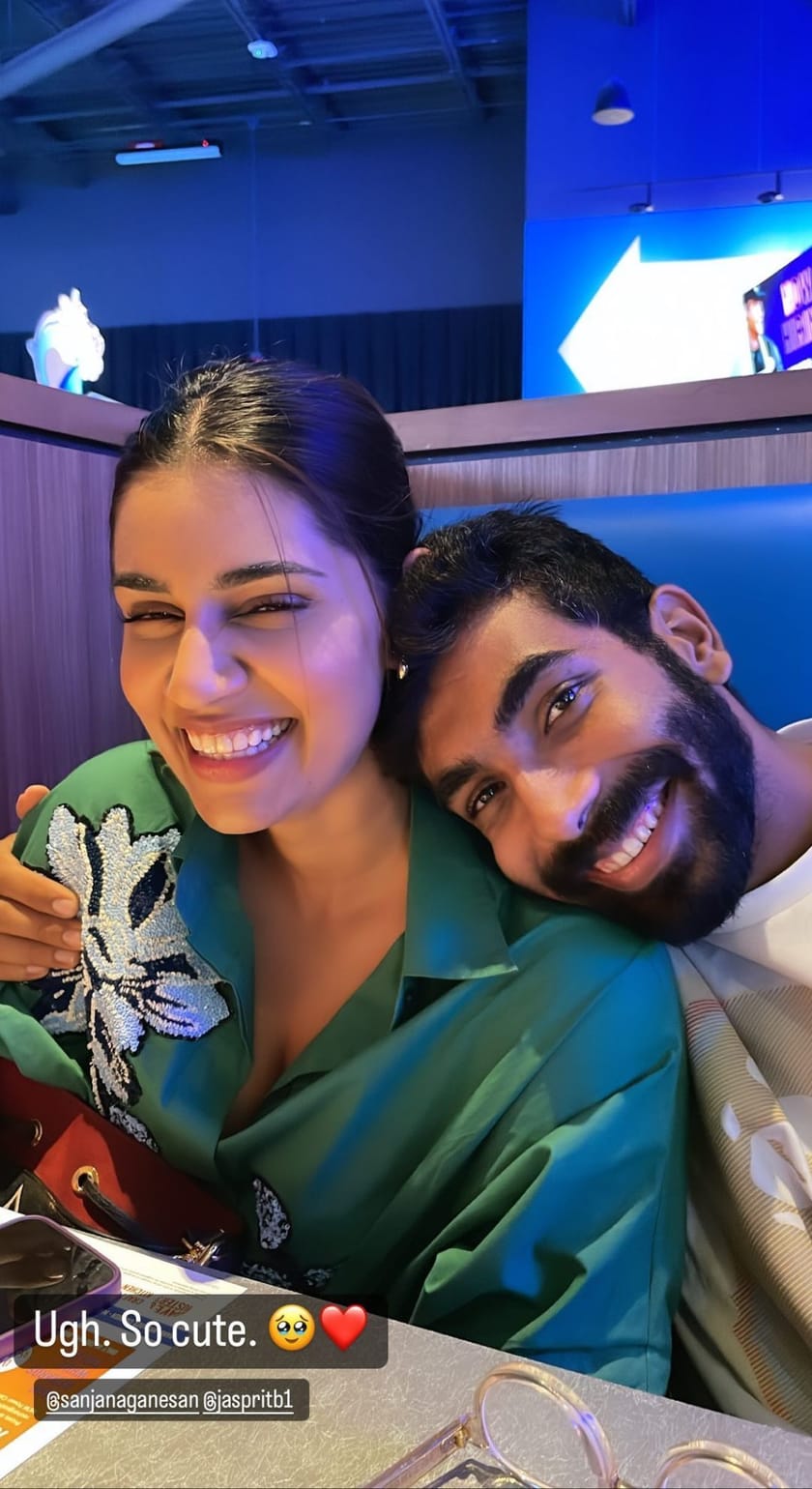 Jasprit Bumrah and wife Sanjana Ganesan enjoy wholesome dinner in USA