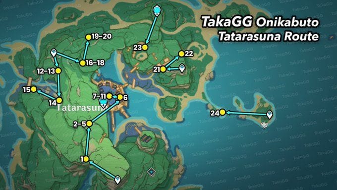 All Genshin Impact Onikabuto locations in Inazuma