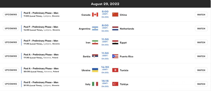 FIVB Volleyball Men's World Championship 2022 full schedule for all teams
