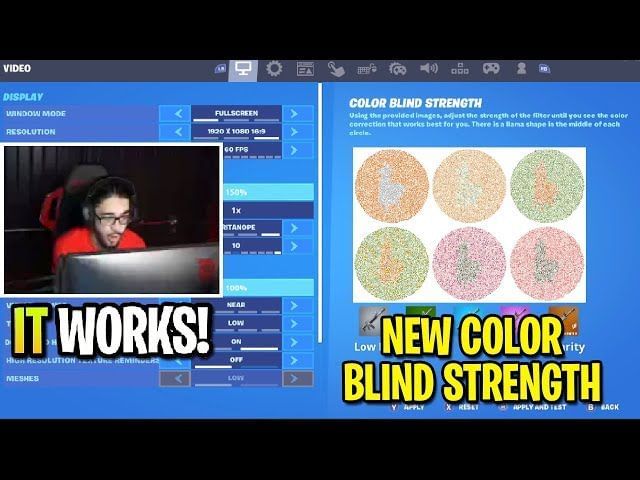 Fortnite pro shows the best color blind mode to use in competitive games