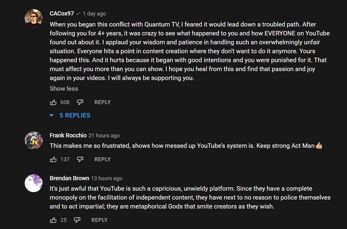 The Act Man accuses YouTube of not penalizing real-life doxing but ...