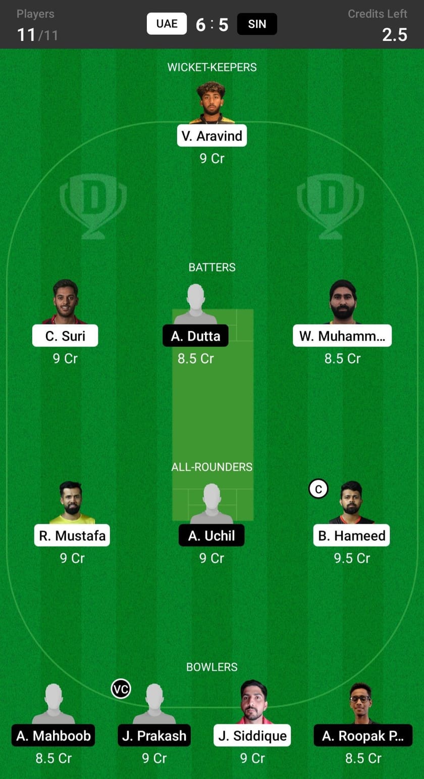 SIN vs UAE Dream11 Prediction: Fantasy Cricket Tips, Today's Playing 11 ...