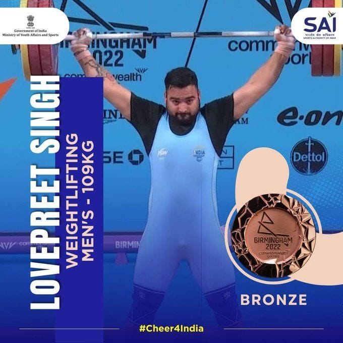 CWG 2022: Indian weightlifter Lovepreet Singh wins bronze medal in men ...