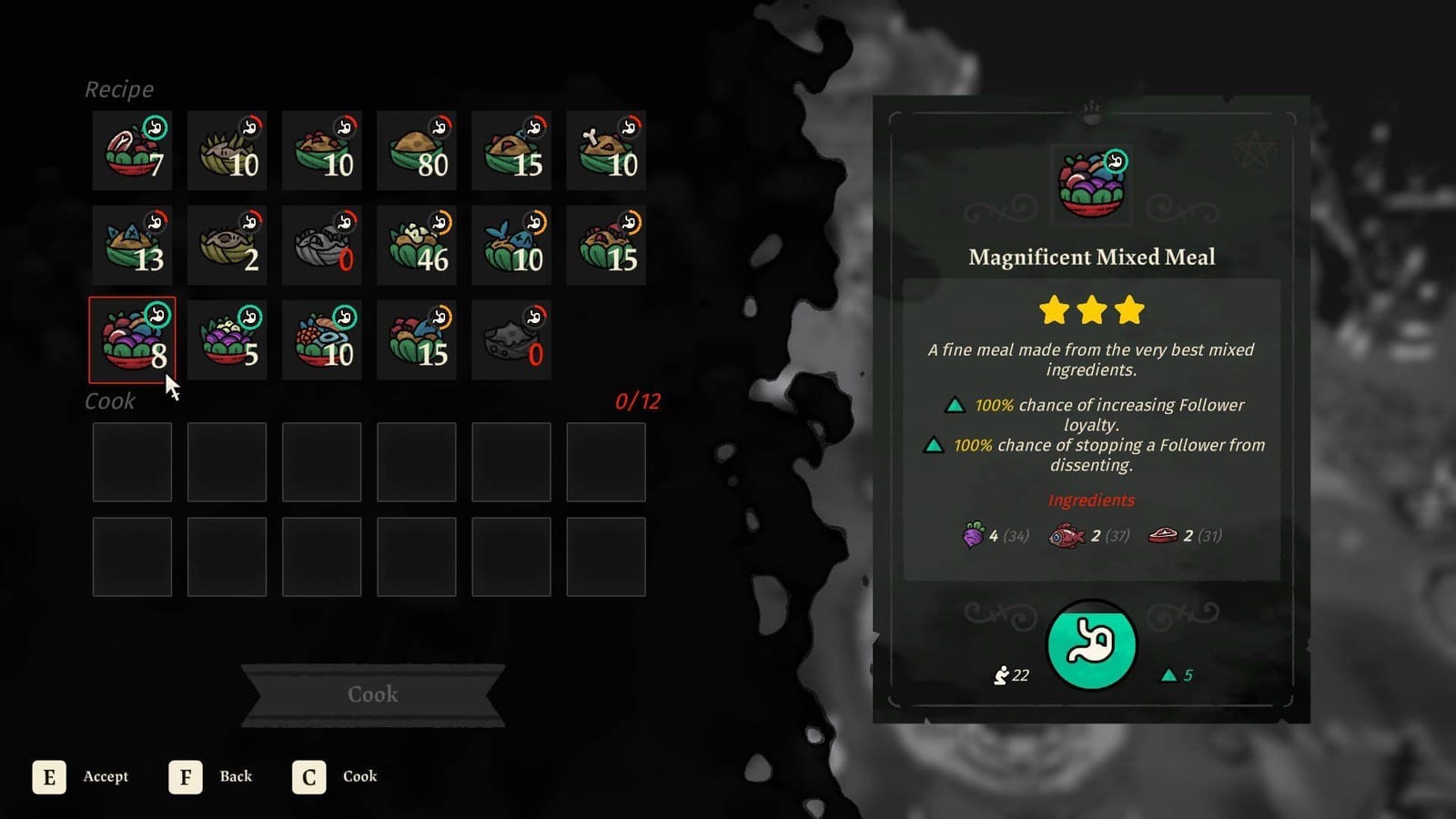 How to make food in Cult of the Lamb