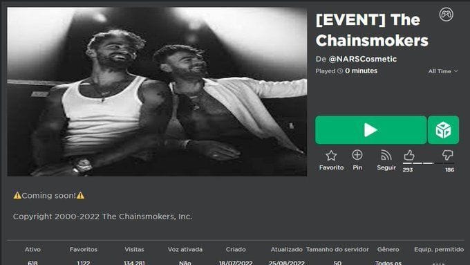 Fake Chainsmokers event game in Roblox is scamming players