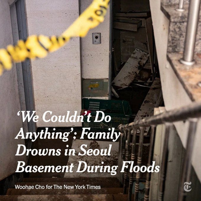 Three drown in a semi-basement house similar to the home in Parasite