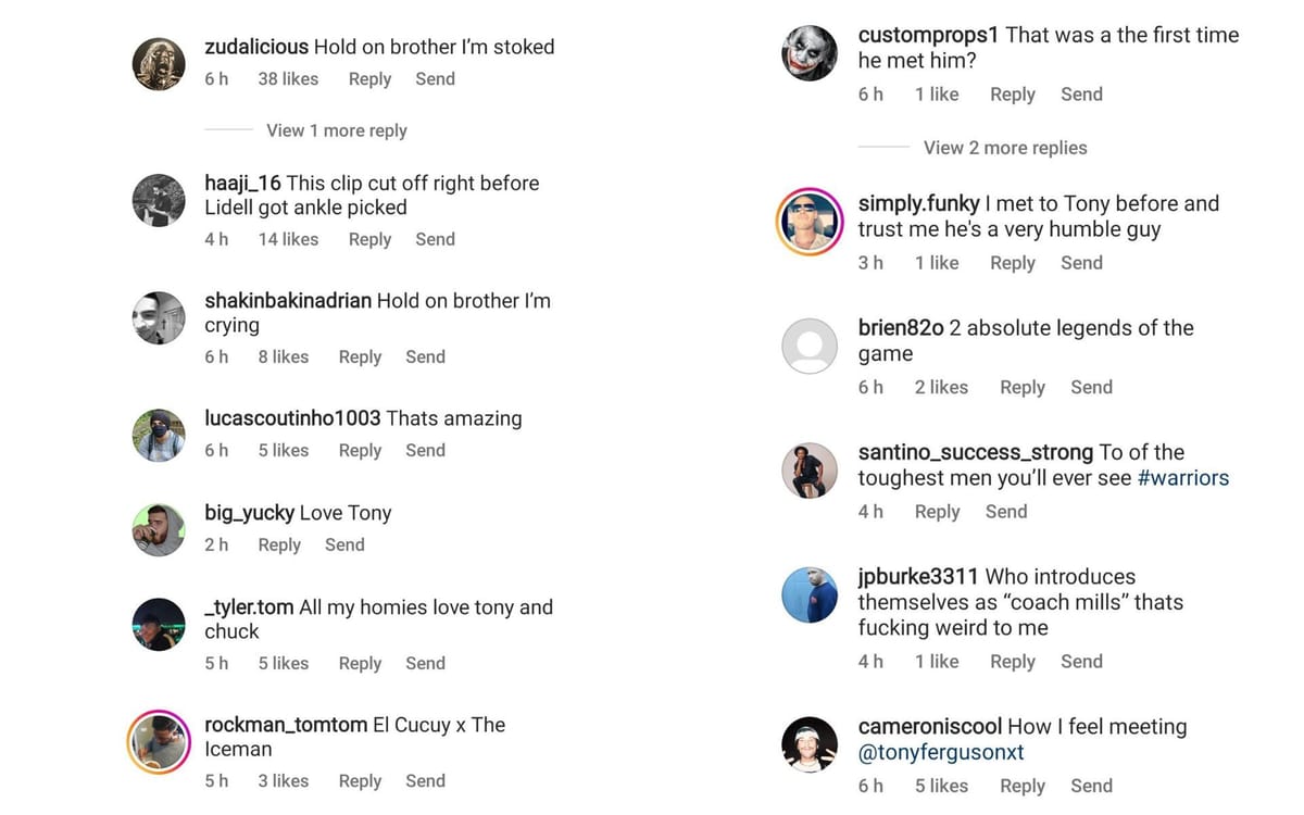 Fans react to interaction between Tony Ferguson and Chuck Liddell