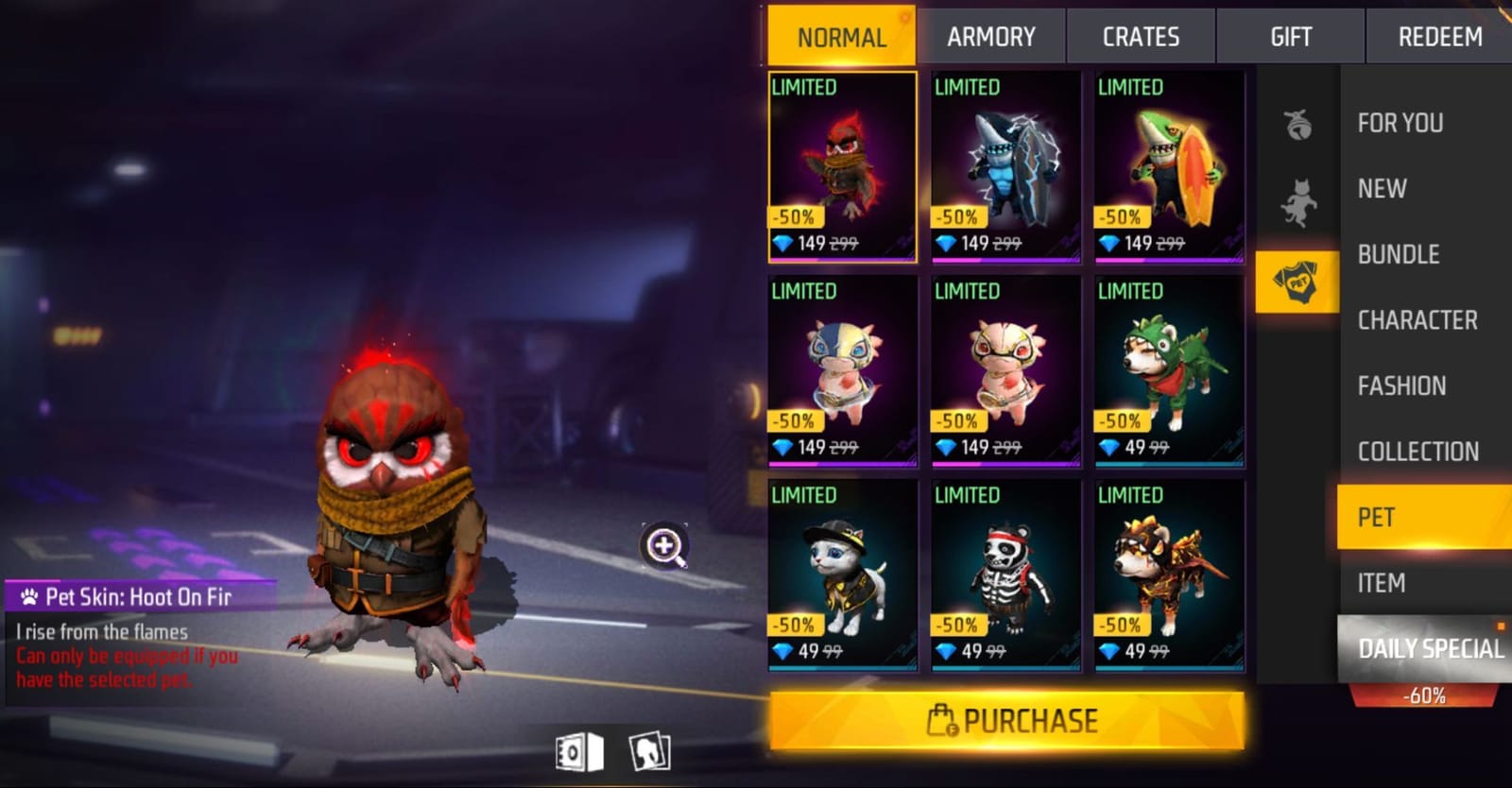 How to get pets, skins, and more at 50% discount in Free Fire MAX