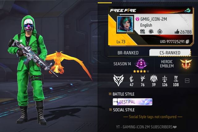 Gaming iCON’s Free Fire MAX ID, stats, headshots, earnings, and more