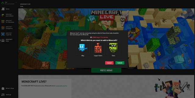 How will mob vote take place in Minecraft Live 2022?