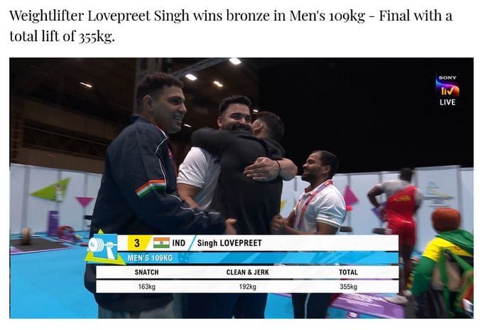CWG 2022: Indian weightlifter Lovepreet Singh wins bronze medal in men ...
