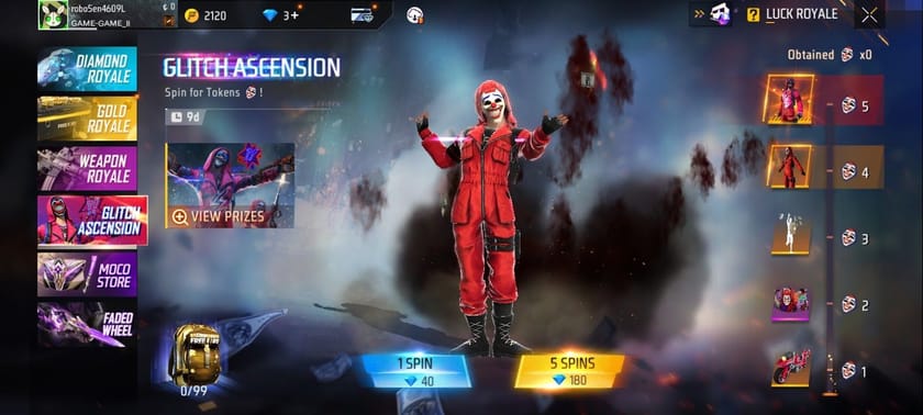 How to get Top Criminal bundles in Free Fire through Glitch Ascension ...