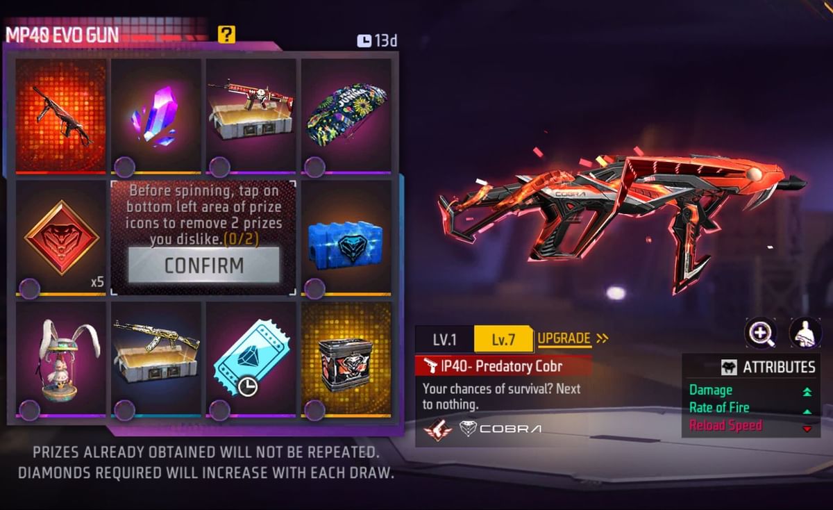 How to get rare Predatory Cobra MP40 in Free Fire MAX this week