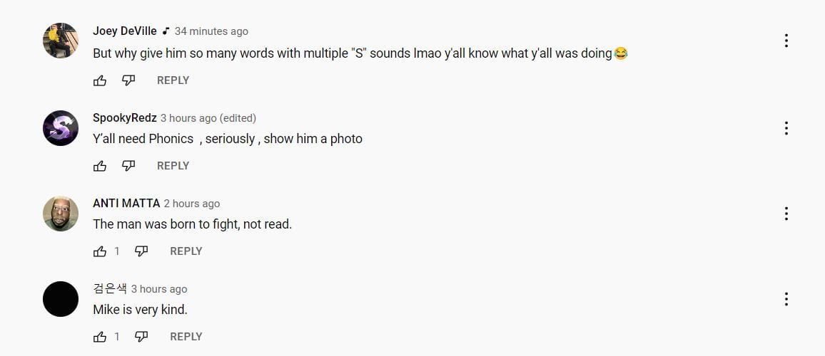 Mike Tyson gets mixed reactions from the fans.