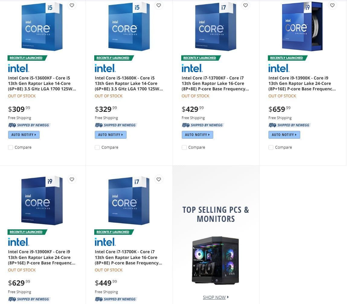 Intel Raptor Lake 13900K, 13700K, 13600K prices leaked