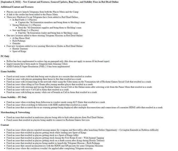 Red Dead Redemption 2 full patch notes for title update 1.31