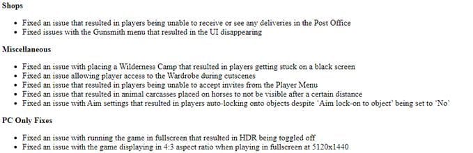 Red Dead Redemption 2 full patch notes for title update 1.31