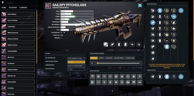 Destiny 2 god roll guide: Sailspy Pitchglass for PvE and PvP