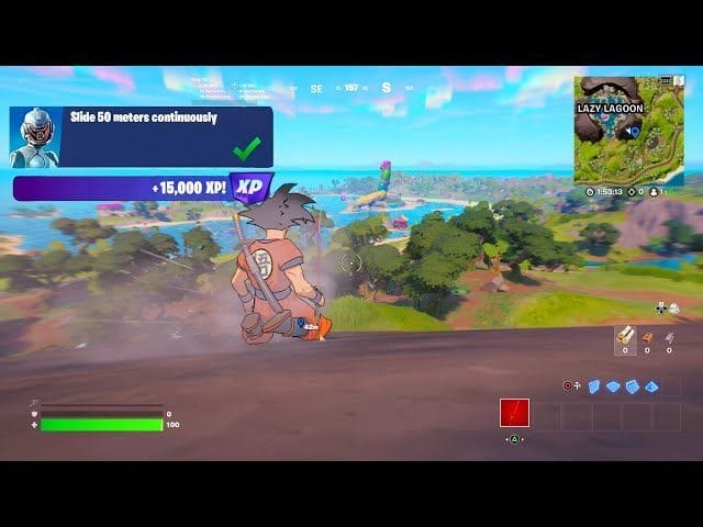 Fortnite: How to slide for 50 meters continuously