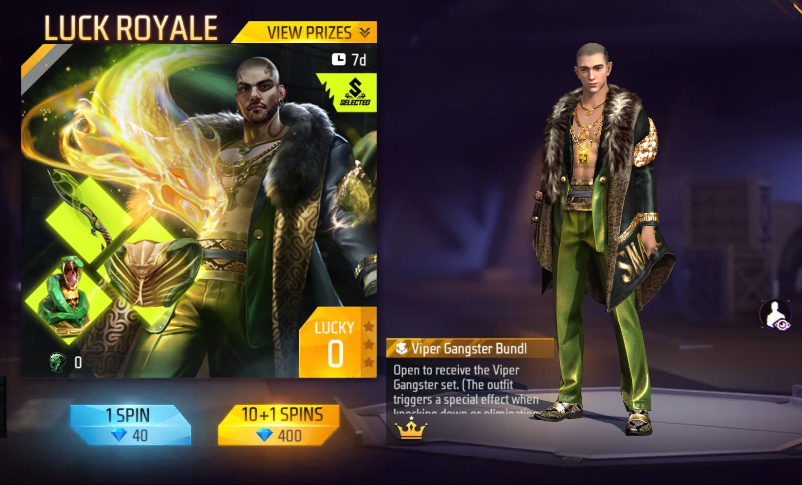 How to get Viper Gangster Bundle in Free Fire MAX this week