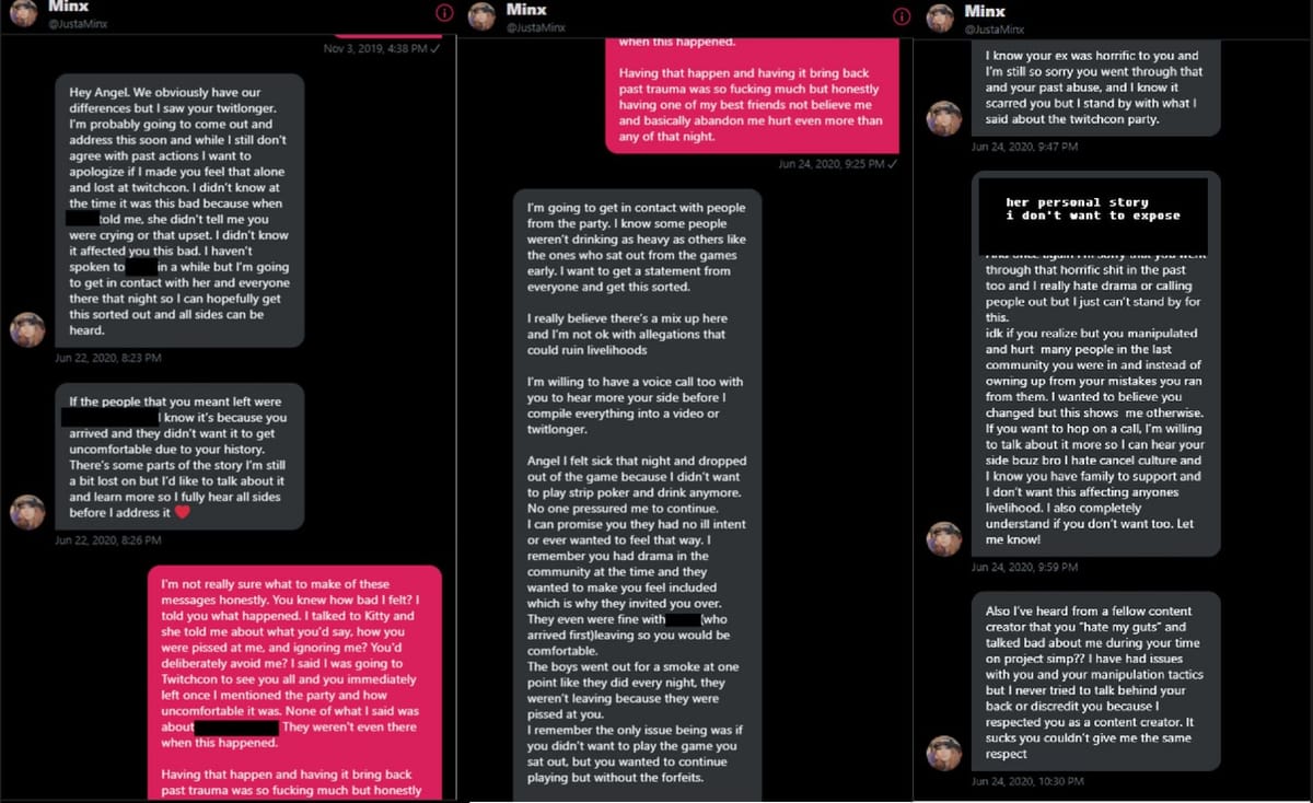 Twitch streamer calls out JustaMinx and streaming community, recounts ...