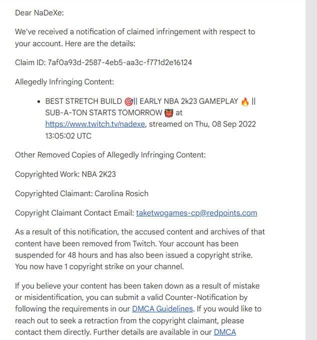 Twitch streamer NaDeXe banned day before NBA 2K23 release
