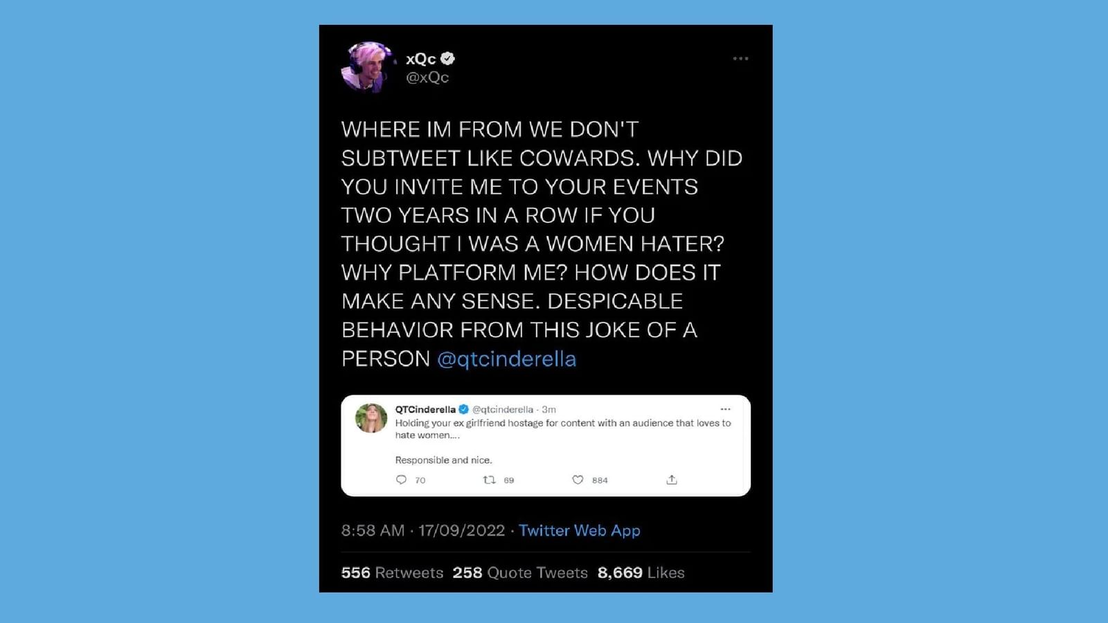 “DESPICABLE BEHAVIOR” - xQc hits back at QTCinderella for her take on ...