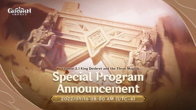 Genshin Impact 3.1 livestream countdown and new update release date