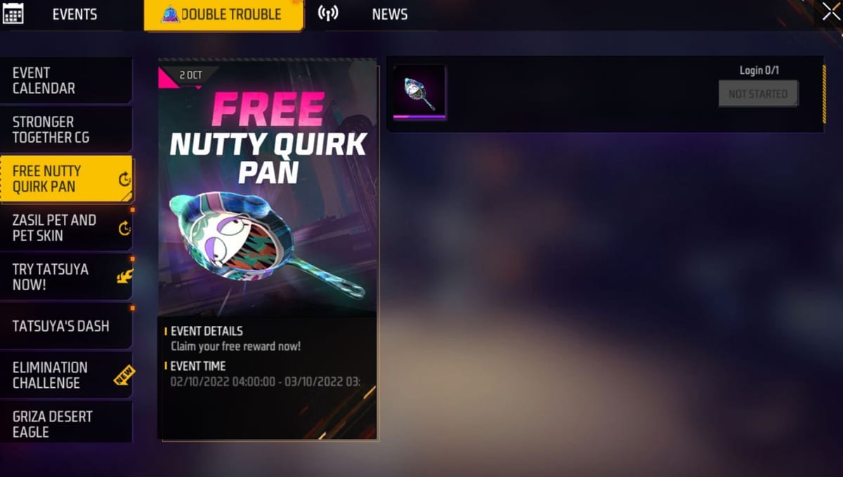 How to get free Nutty Quirk pan in Free Fire MAX