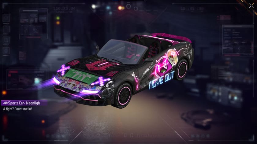 How to get free Neonlight Sports Car and Vouchers in Free Fire MAX