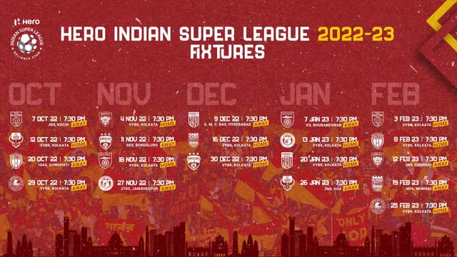 ISL 2022-23 schedule: East Bengal's full fixture list, match timings, and venues