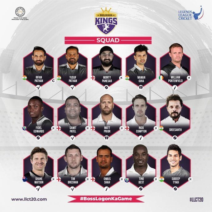 Legends League Cricket 2022: Full squads, dates and venues list