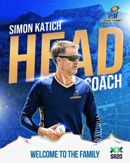 MI Cape Town announce coaching staff ahead of inaugural SA20 season; Simon Katich named head coach
