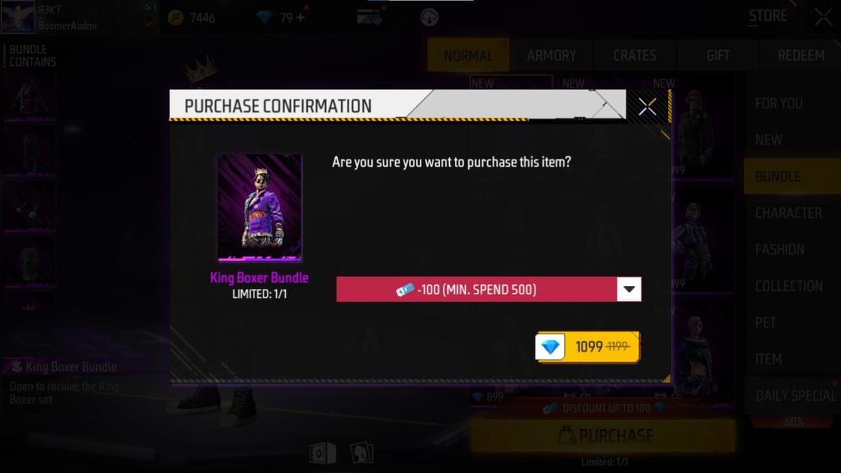 Garena introduces new outfits in Free Fire MAX store