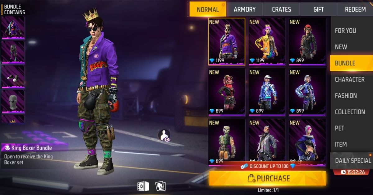 Garena introduces new outfits in Free Fire MAX store