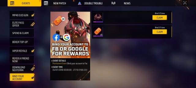 How to bind Free Fire MAX account to get free rewards