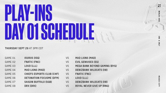 League of Legends Worlds 2022 Play-ins: Match schedule, starting date ...