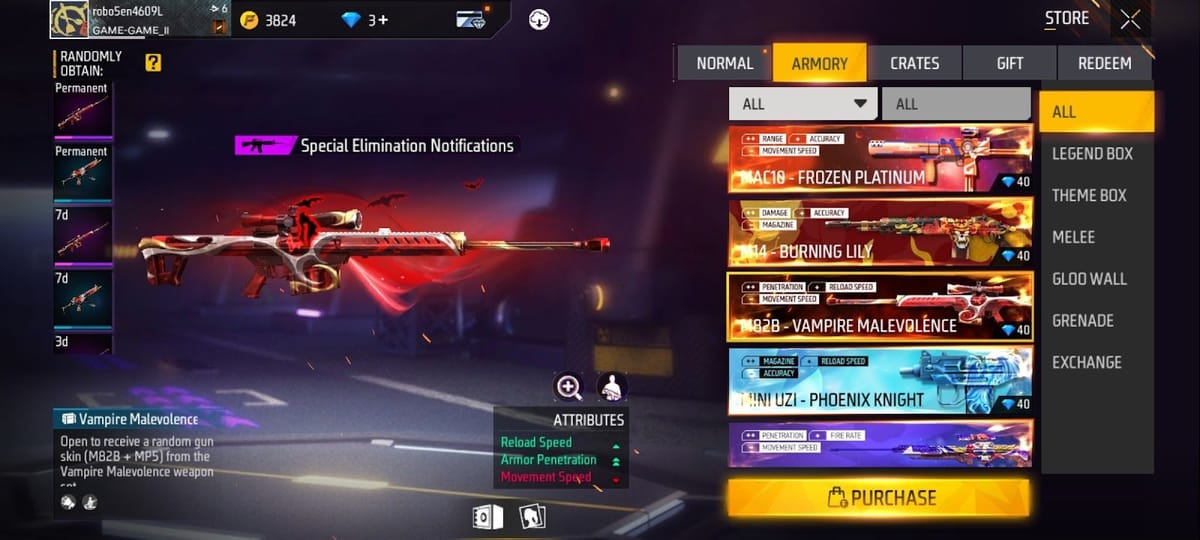 How to get new legendary gun skins in Free Fire MAX this week ...