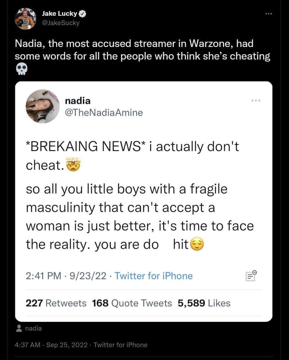"You are dogs**t" - Call of Duty: Warzone streamer Nadia hits back at ...