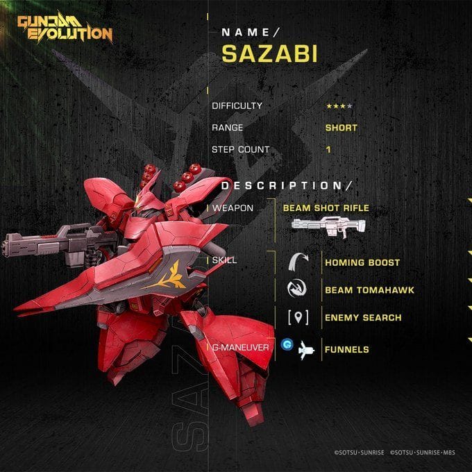 Gundam Evolution guide: Sazabi's stats, abilities, gameplay, and more