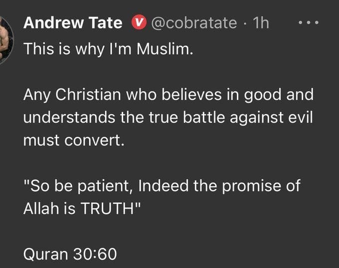 "This is why I'm Muslim" - Controversial influencer Andrew Tate ...