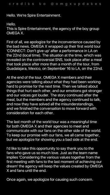 OMEGA X agency has issued a formal apology for the CEO's alleged ...