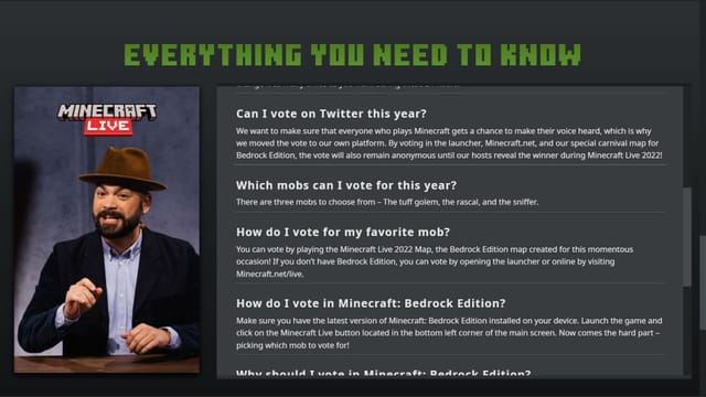 How to vote in Minecraft Mob Vote 2022 in Bedrock Edition?